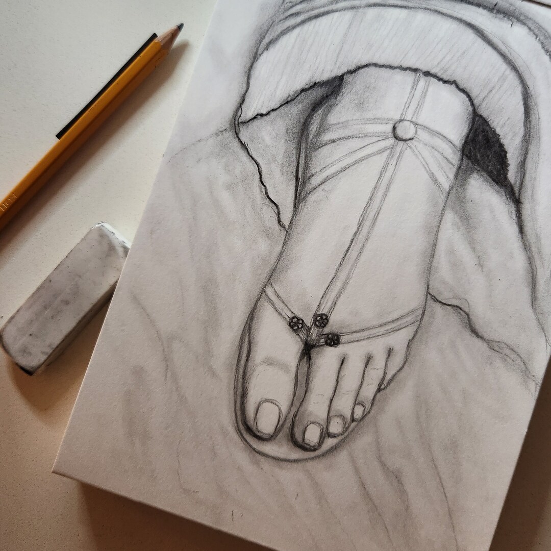 Greek Mythology Gods Nika Foot Feet Original Pencil Drawing - Etsy