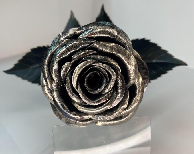 Handcrafted Metal Rose, Stainless Steel, Silver, Romantic Anniversary ...