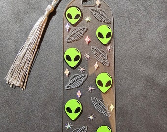 Outer Space Alien Bookmark | Holographic Bookmark - Etsy
