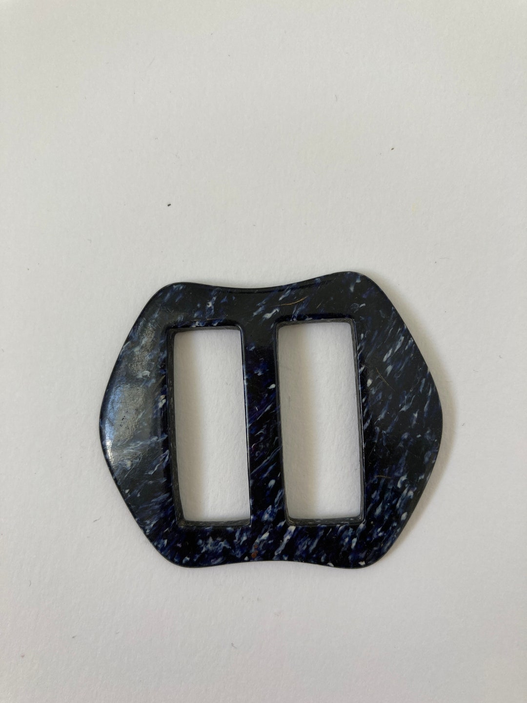 Vintage 60s Plastic Belt Buckle Marble Effect Navy Blue Rectangle/oval ...