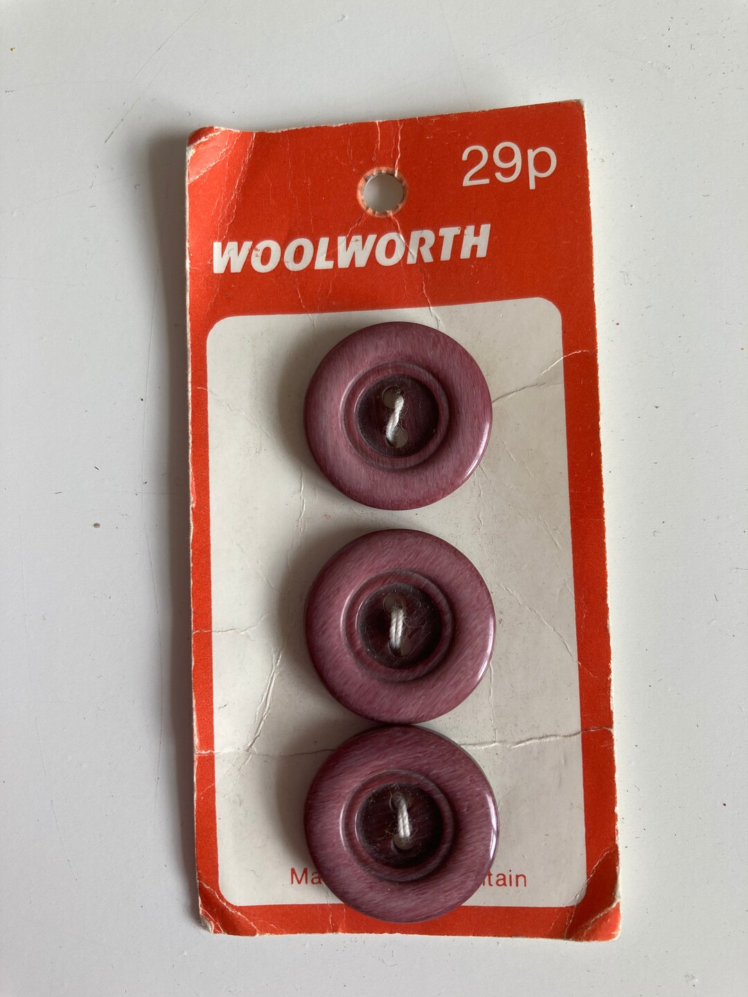 Vintage Woolworth Buttons Sheet of 3 Buttons in Maroon. - Etsy
