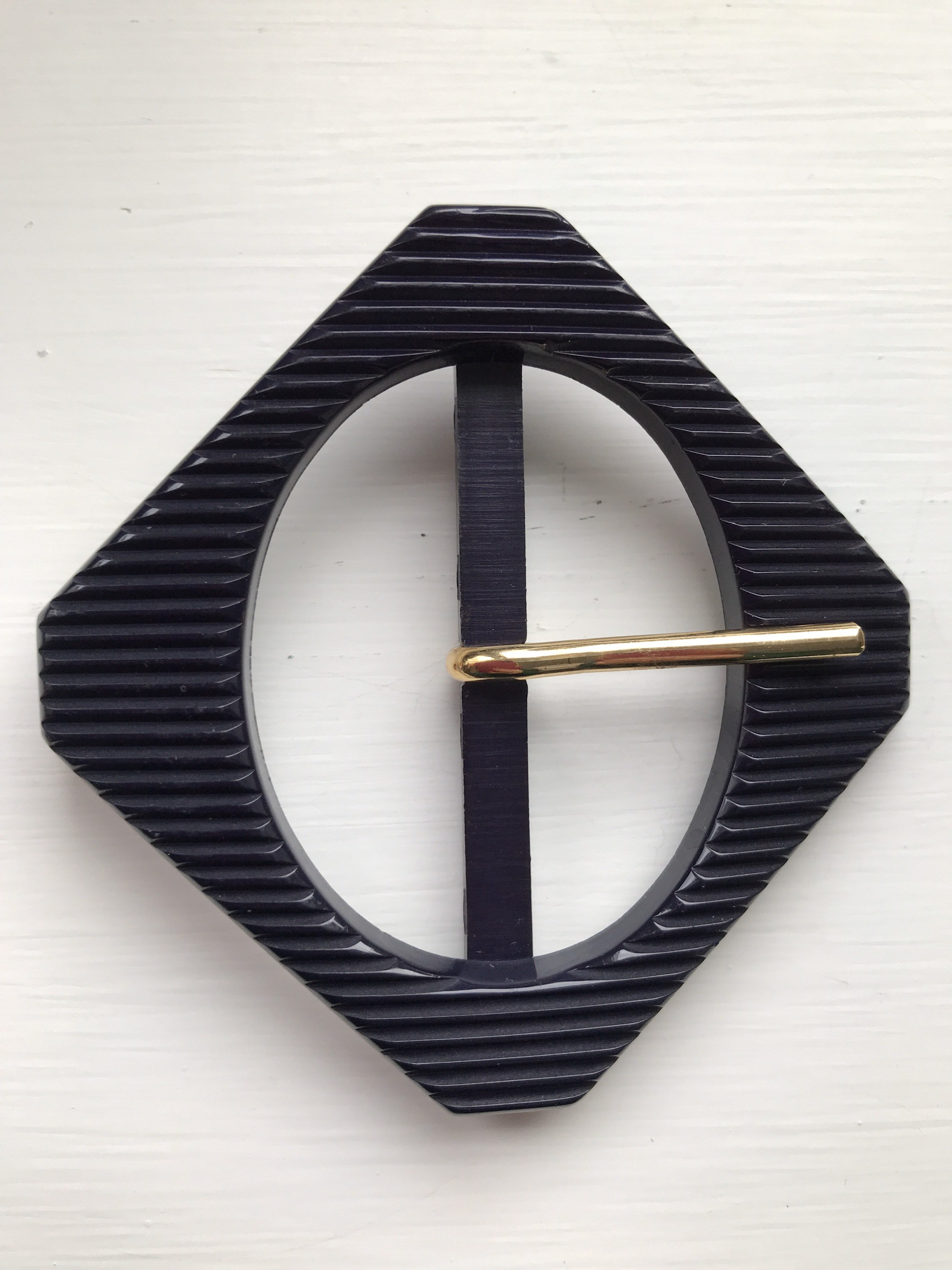 Vintage Very Dark Navy Blue 60s Plastic Belt Buckle Large Diamond ...