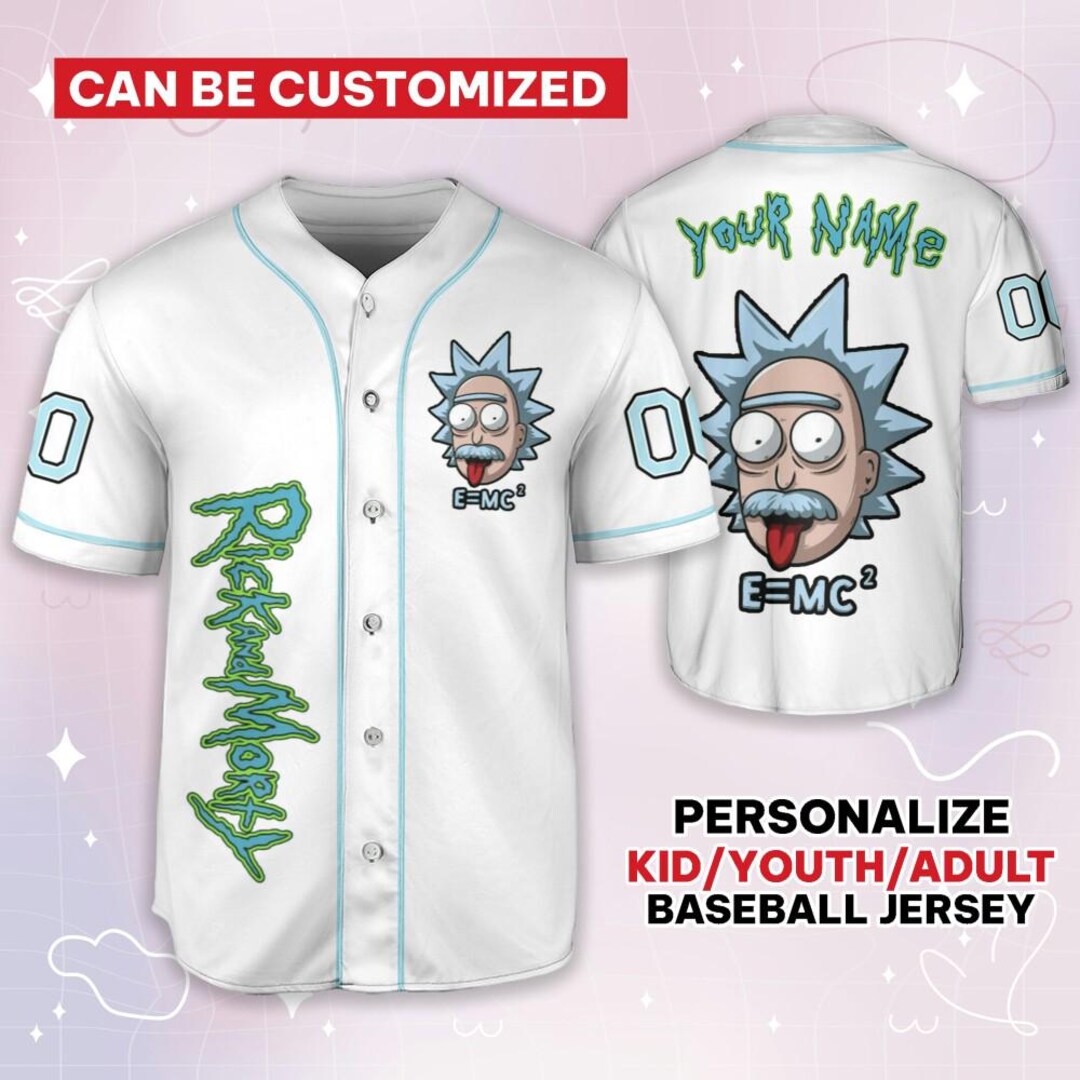 Custom Rick and Morty Rick Einstein,personalized Baseball Jersey Family,funny Movie Cartoon Gift ...