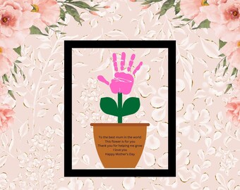 Mothers Day Handprint Print, Personalised Mum Gift, DIY Mum's Birthday ...