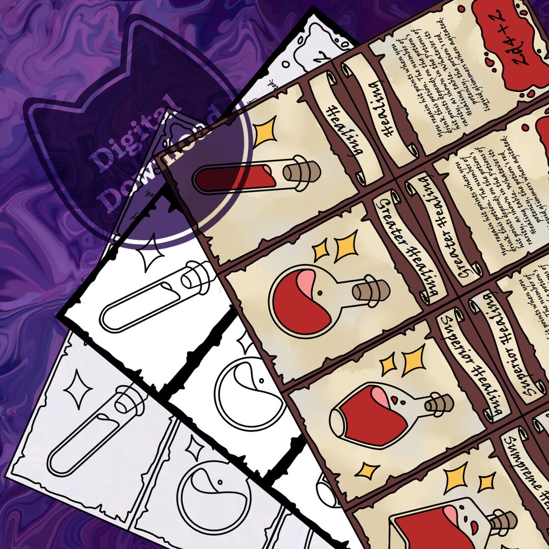 D&D Health Potion Cards - Etsy