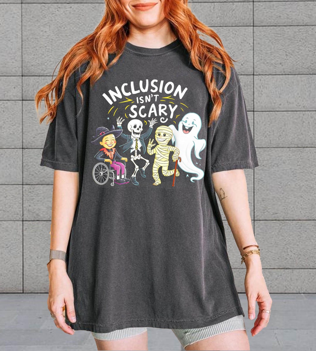 Inclusion Isn't Scary Teacher Skeleton Ghost Cute Halloween Shirt ...