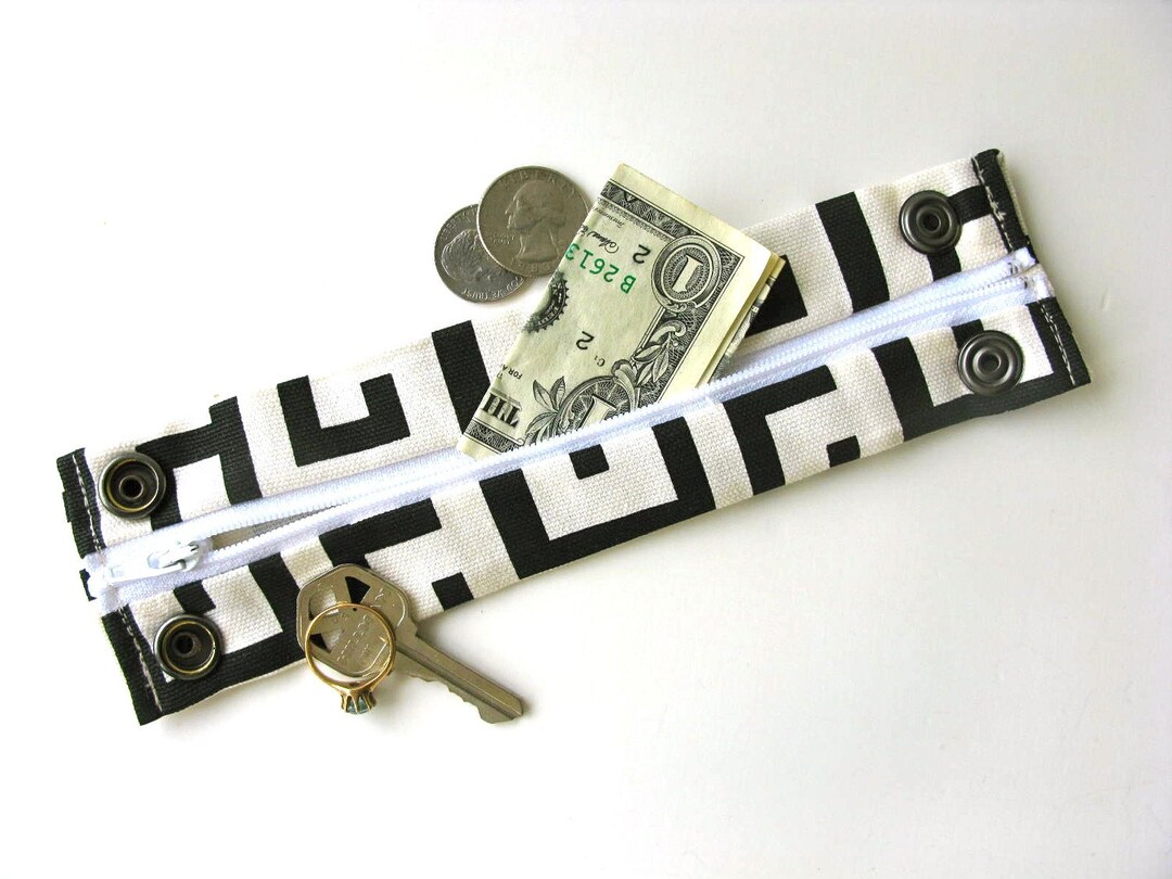SALE! Secret Stash Money Cuff- White Charcoal Geometric- Hide Your Cash ...