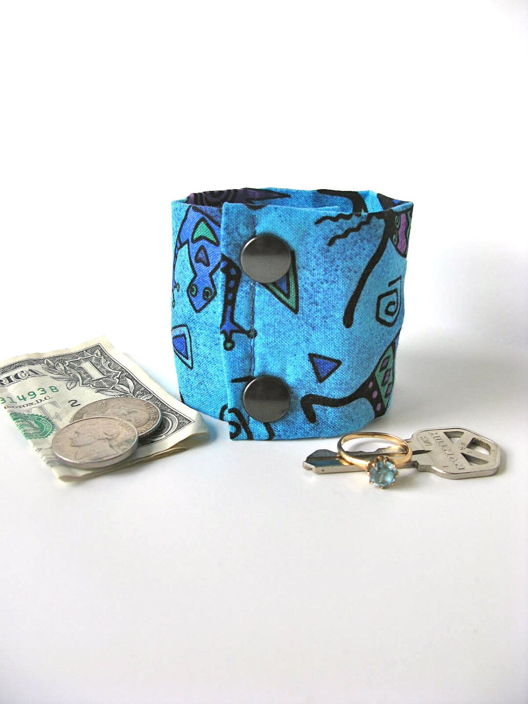 Money Cuff Wrist Wallet- Sale!"secret Stash- " Kokopelli Blue- Hide ...