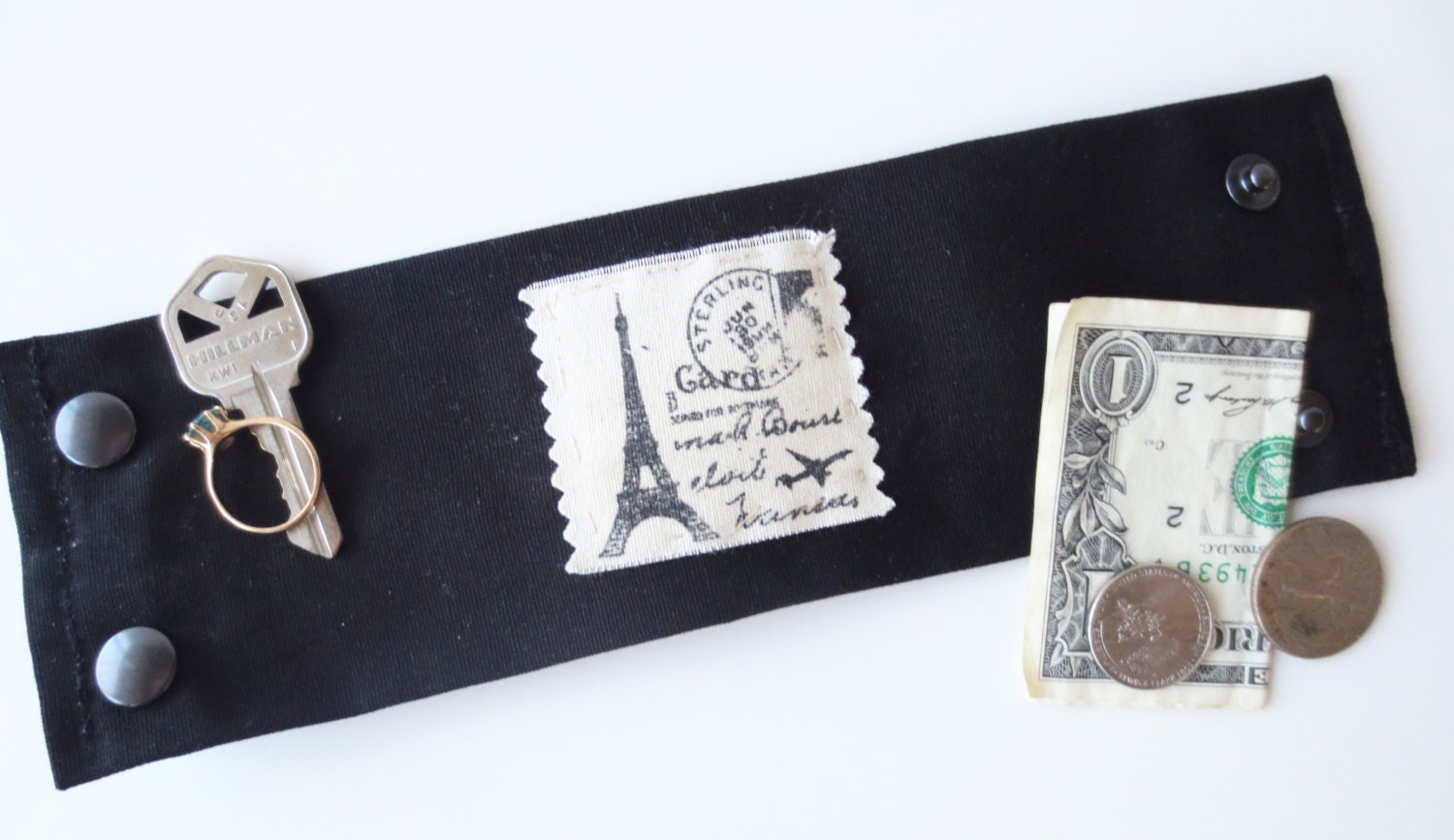 Money Wrist Cuff Secret Stash PARIS Hide Your Cash, Key, Jewels, Health ...