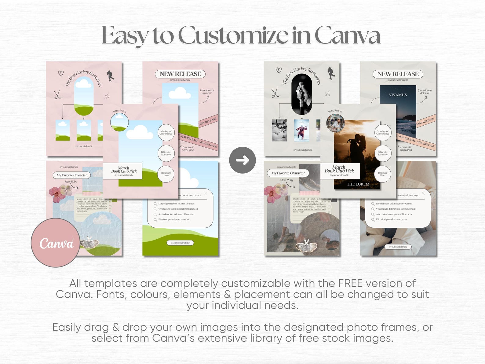 Book Instagram Bookstagram Canva Template Bookish Instagram Book Lover ...
