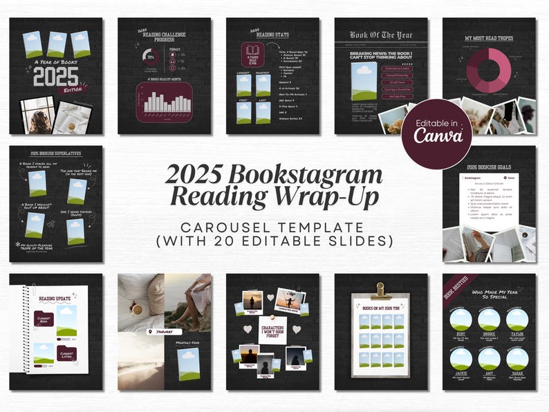 Bookstagram Template 2025 Reading Recap Book Review Canva Reading ...