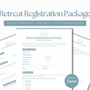 Wellness Retreat Registration Form Template Editable Yoga Retreat ...