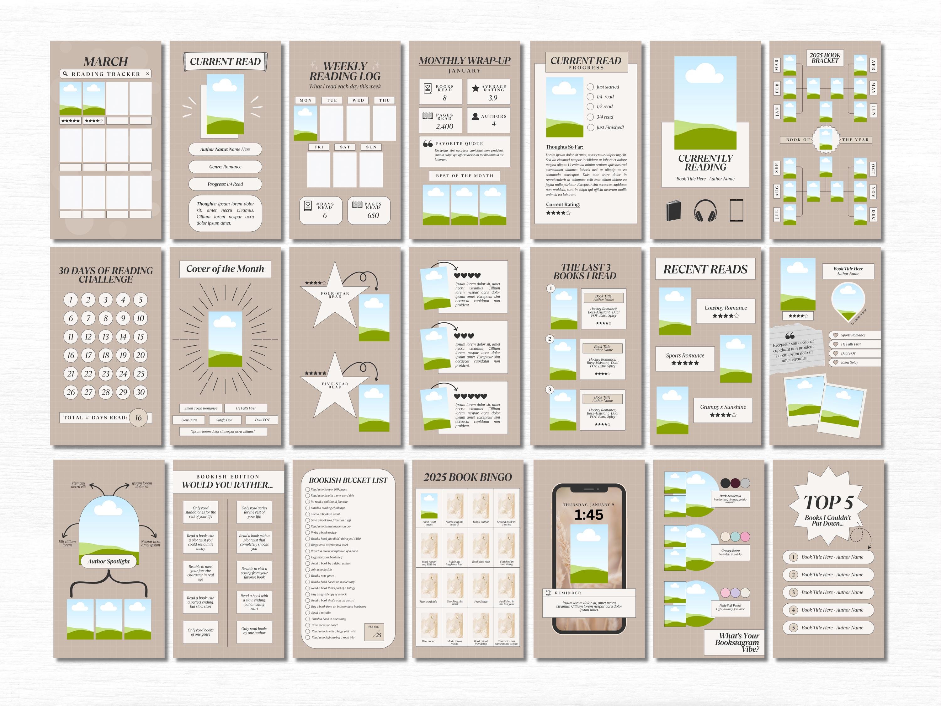 2025 Book Template Bookstagram Story Canva Bookish Insta Book Lover ...