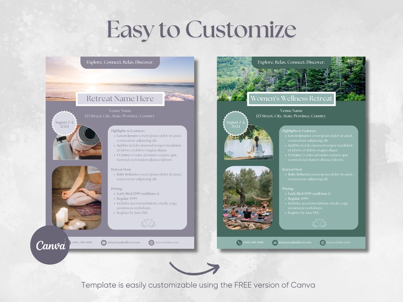 Retreat Flyer Template Editable Yoga Retreat Promotional Template ...