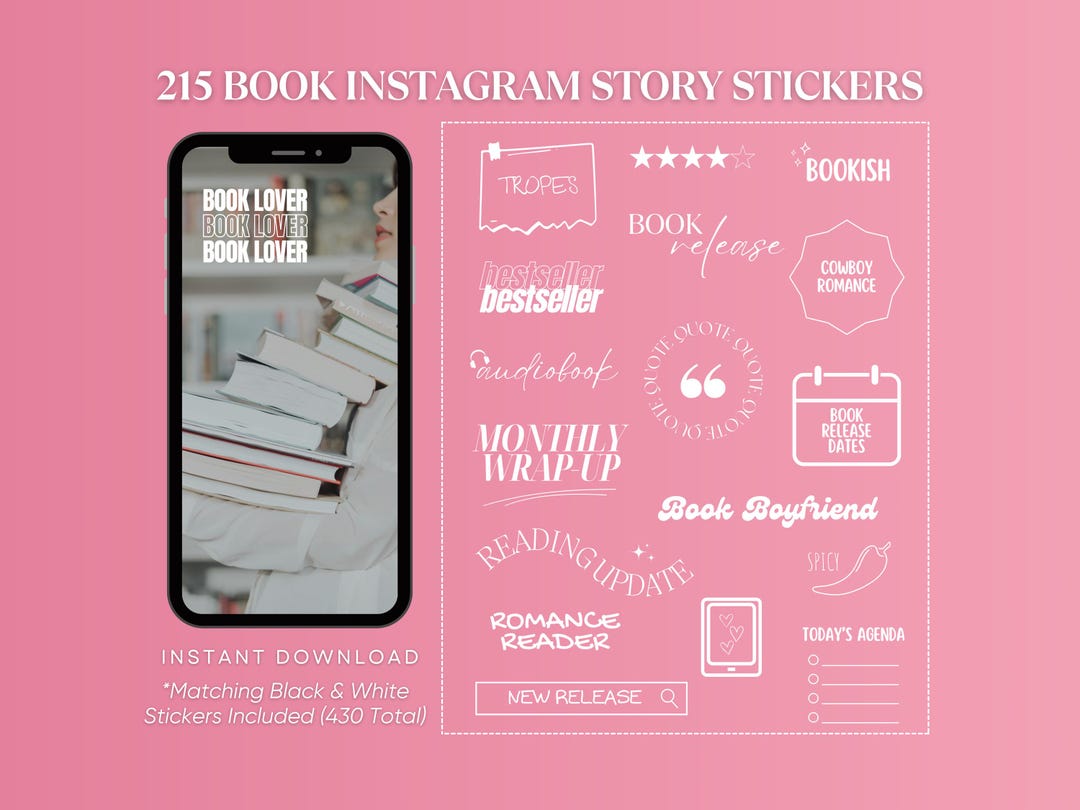 Instagram Story Sticker Book Lover Bookstagram Sticker Bookish IG Story ...