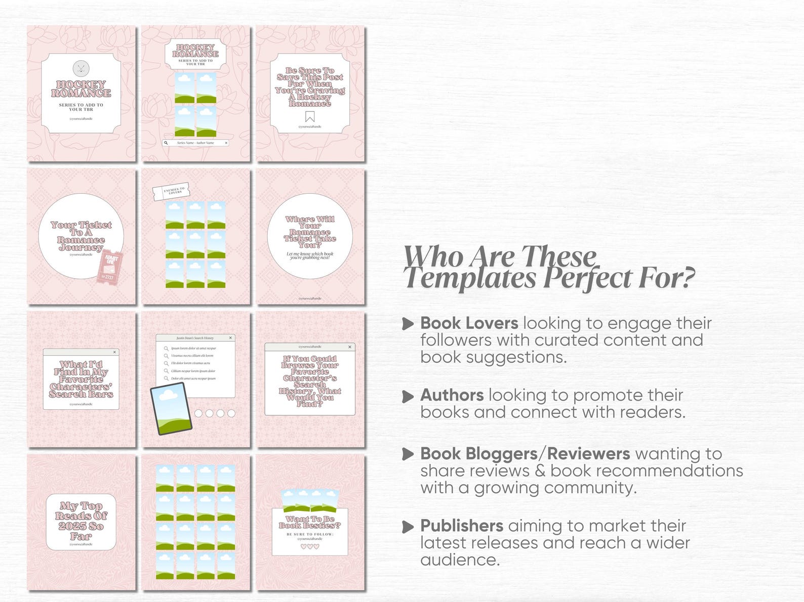 Book Instagram Bookstagram Canva Template Bookish Instagram Book Trope ...