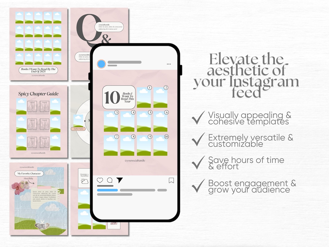 Book Instagram Bookstagram Canva Template Bookish Instagram Book Lover ...