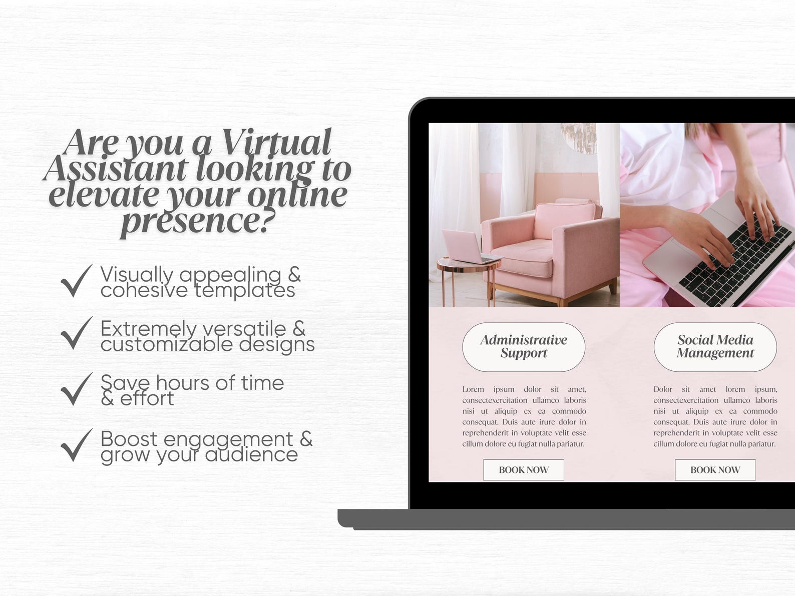 Virtual Assistant Website Template Canva Virtual Assistant Landing Page ...