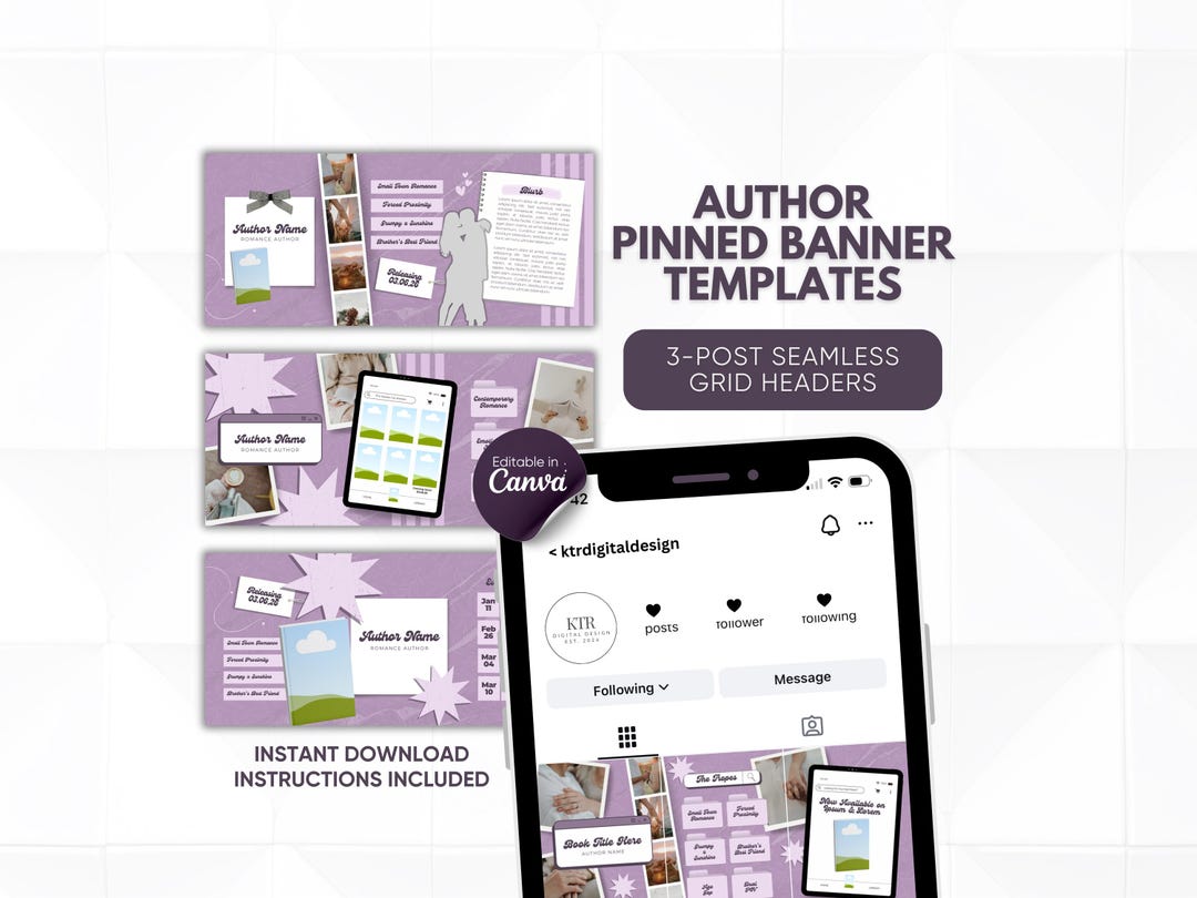 Author Seamless Instagram Banner Template Book Promo Pinned Post IG ...