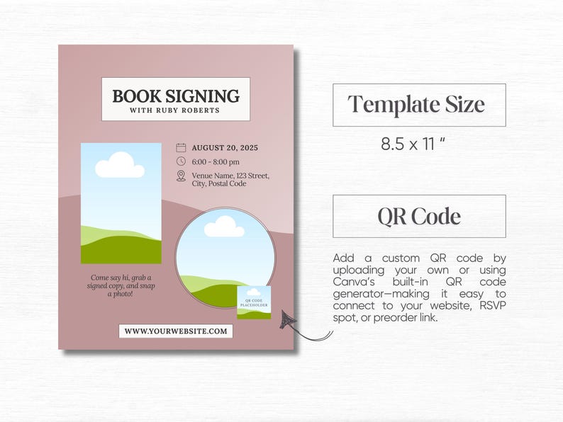 Author Book Signing Flyer Canva Template Indie Authors Book Launch ...