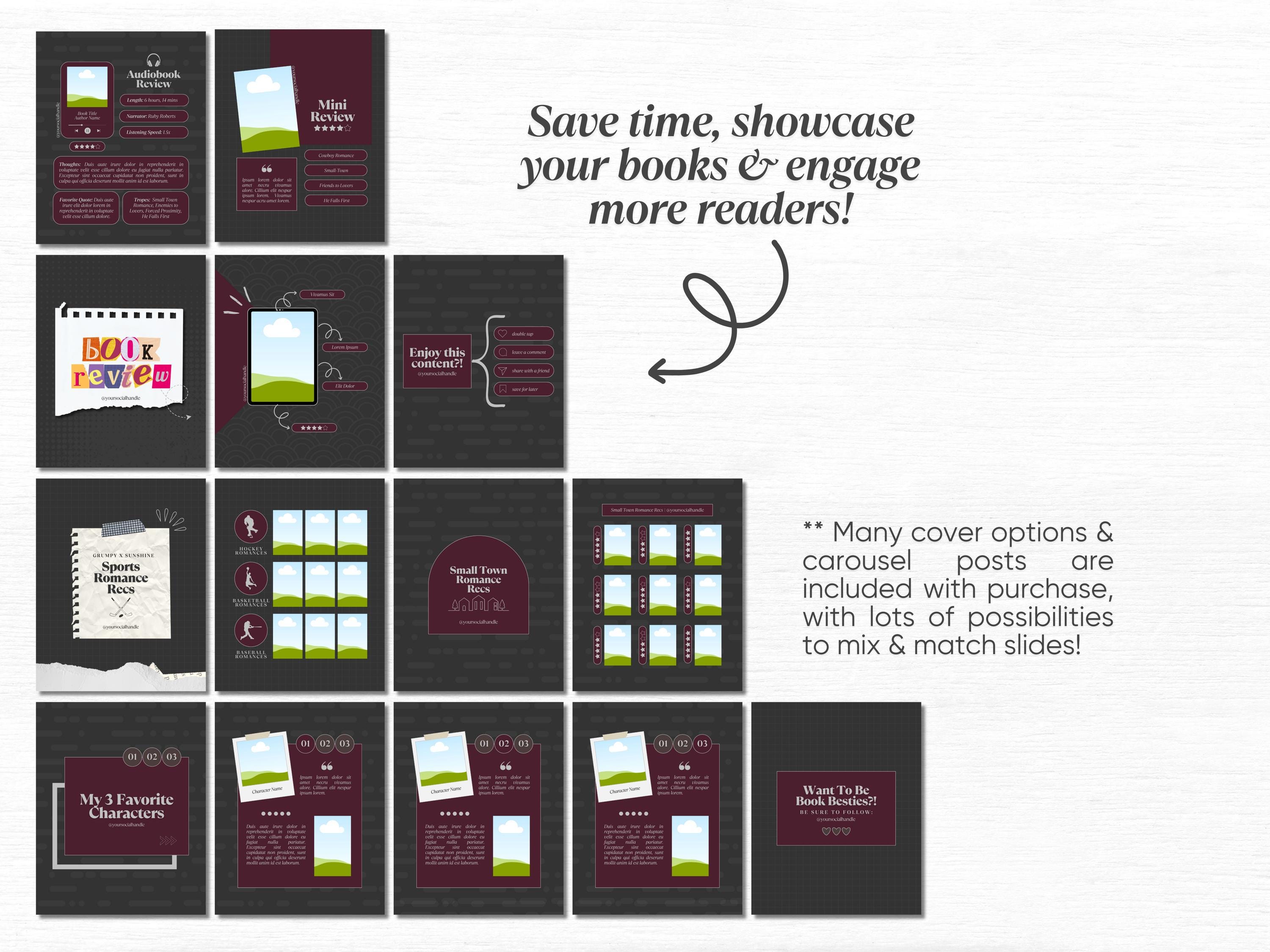 Book Instagram Bookstagram Canva Template Bookish Instagram Book Trope ...