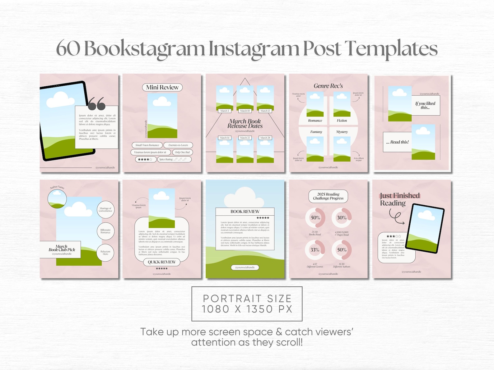 Book Instagram Bookstagram Canva Template Bookish Instagram Book Lover ...