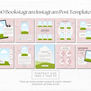 Book Instagram Bookstagram Canva Template Bookish Instagram Book Lover ...