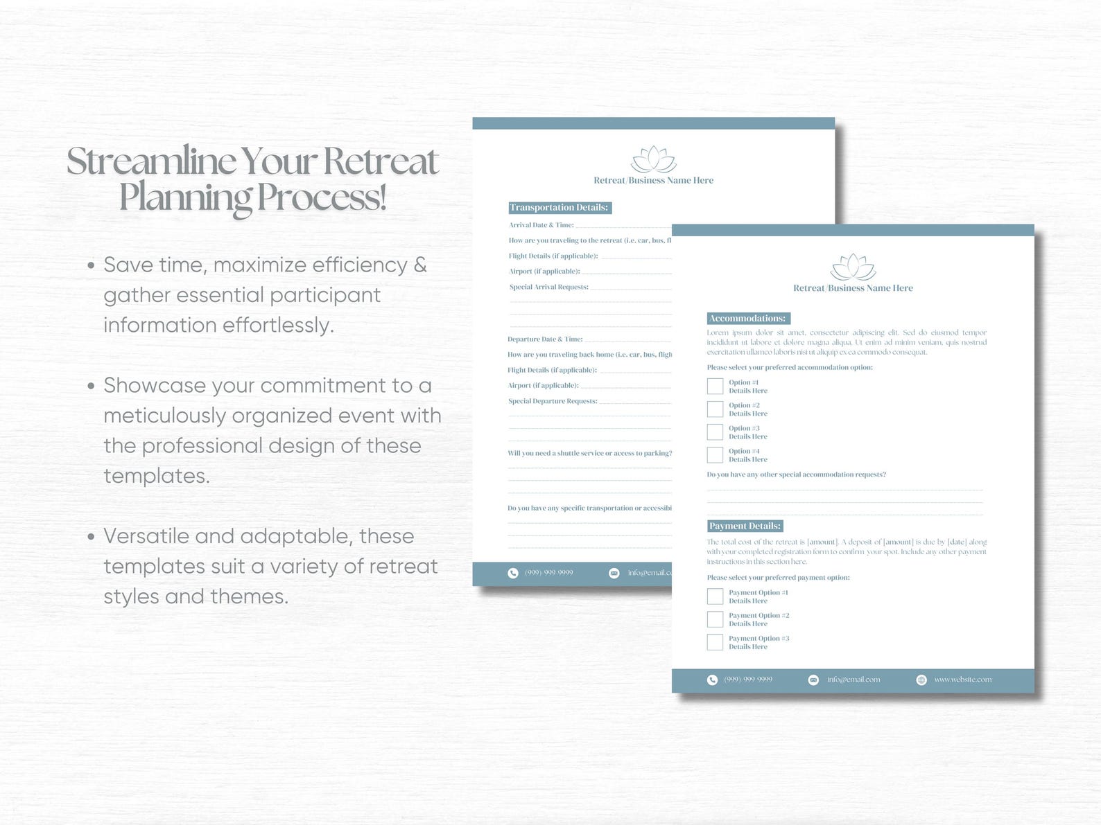 Wellness Retreat Registration Form Template Editable Yoga Retreat ...