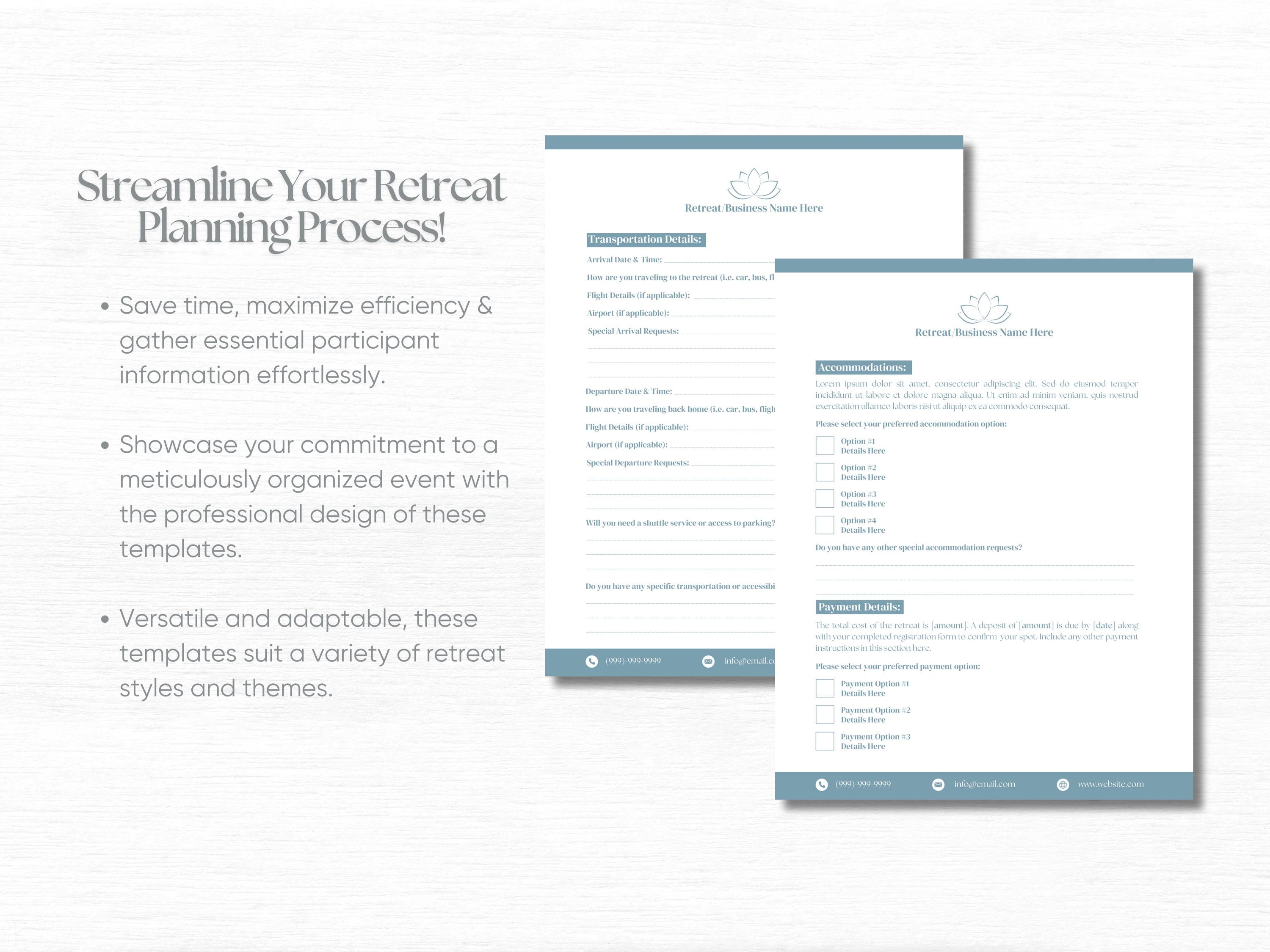 Wellness Retreat Registration Form Template Editable Yoga Retreat ...