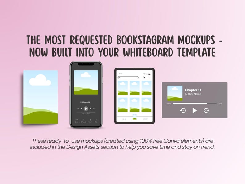 Bookstagram Whiteboard Template Canva Book Influencer Instagram Content ...