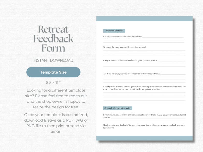 Retreat Feedback Form Template Customizable Survey Form Yoga Retreat ...