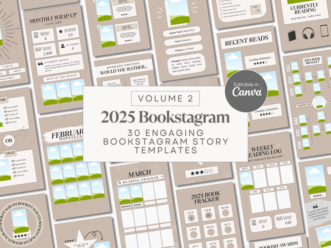 2025 Book Template Bookstagram Story Canva Bookish Insta Book Lover ...