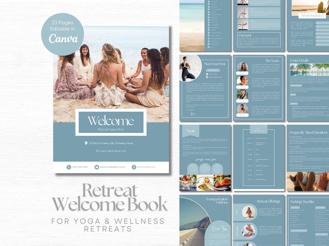 Yoga Retreat Welcome Book Template Wellness Retreat Planning Package ...