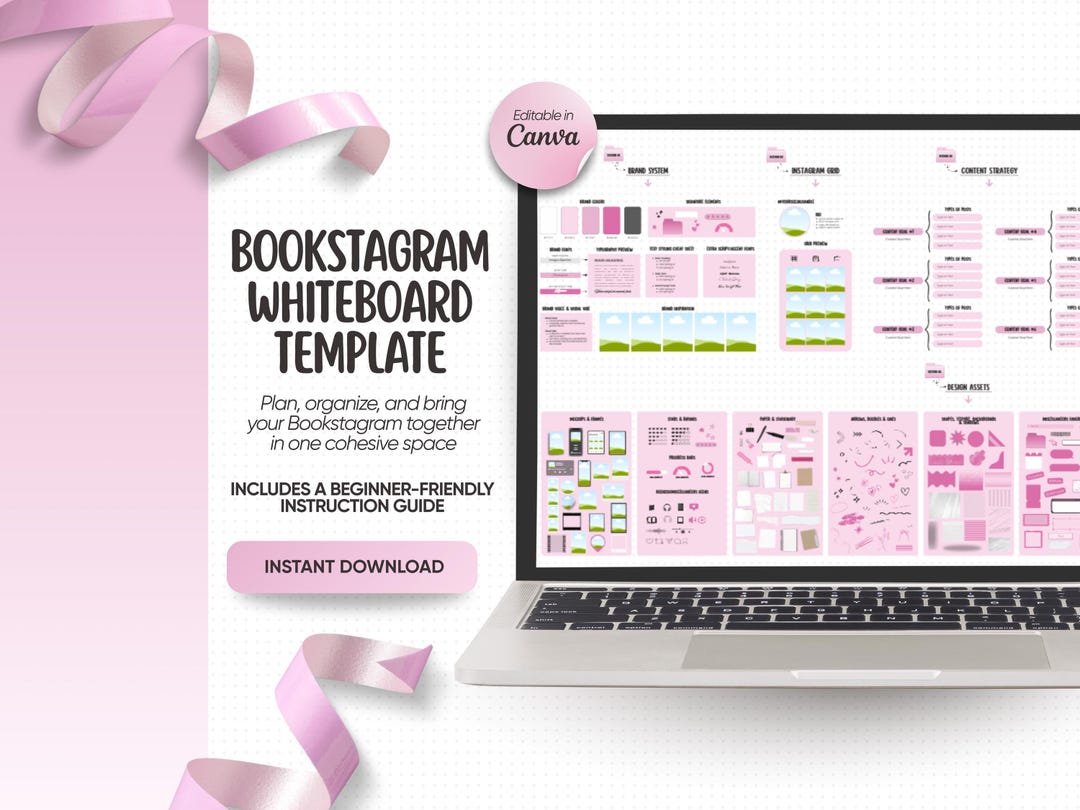 Bookstagram Whiteboard Template Canva Book Influencer Instagram Content ...