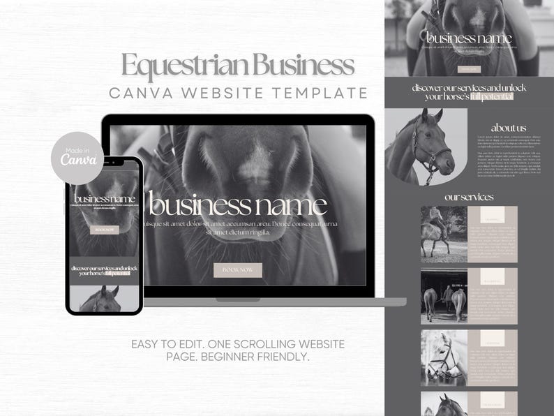 Horse Business Canva Website Template Customizable Equestrian Brand ...