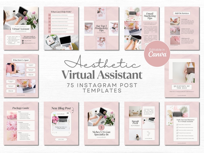 Virtual Assistant Social Media Virtual Assistant Instagram Post Template VA Welcome Package VA ...