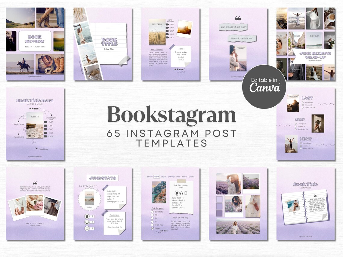 Book Instagram Bookstagram Canva Template Bookish Instagram Book Trope ...