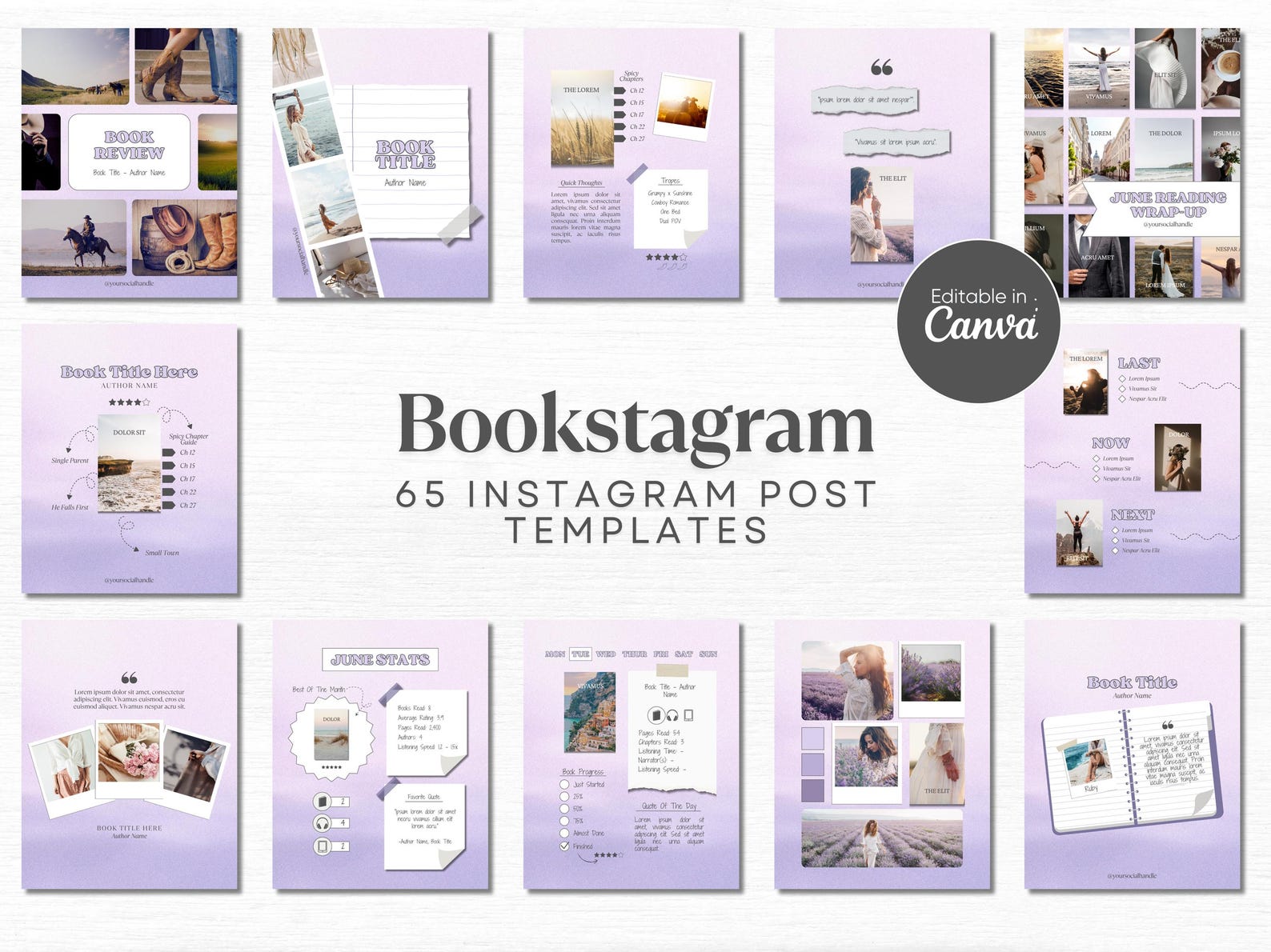 Book Instagram Bookstagram Canva Template Bookish Instagram Book Trope ...