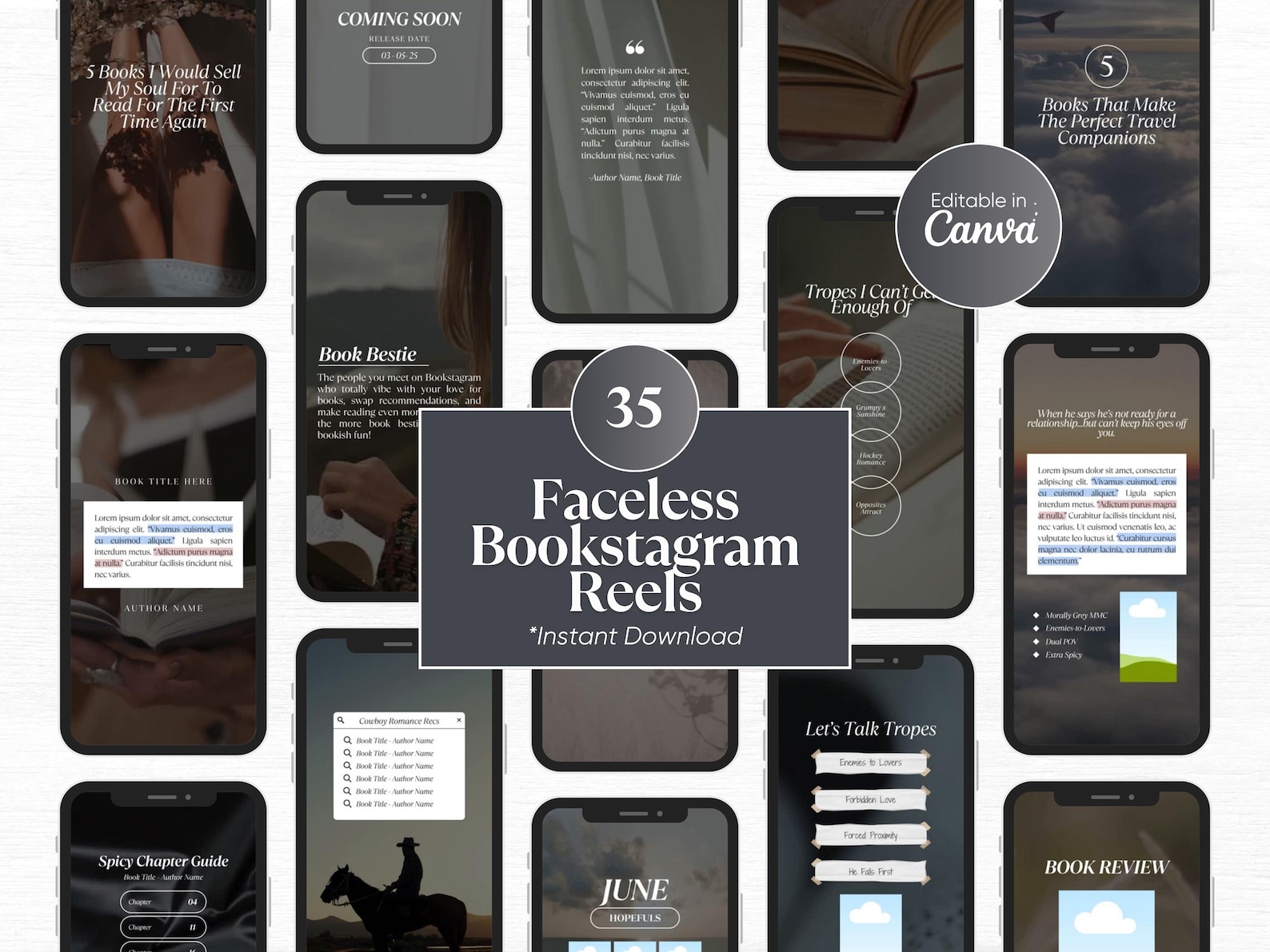 Bookstagram Reel Bookish Reel Template Book Lover Canva Author ...