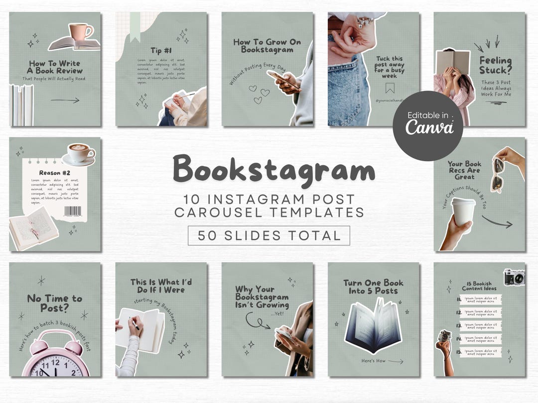 Bookstagram Instagram Carousel Post Aesthetic Bookstagram Templates ...