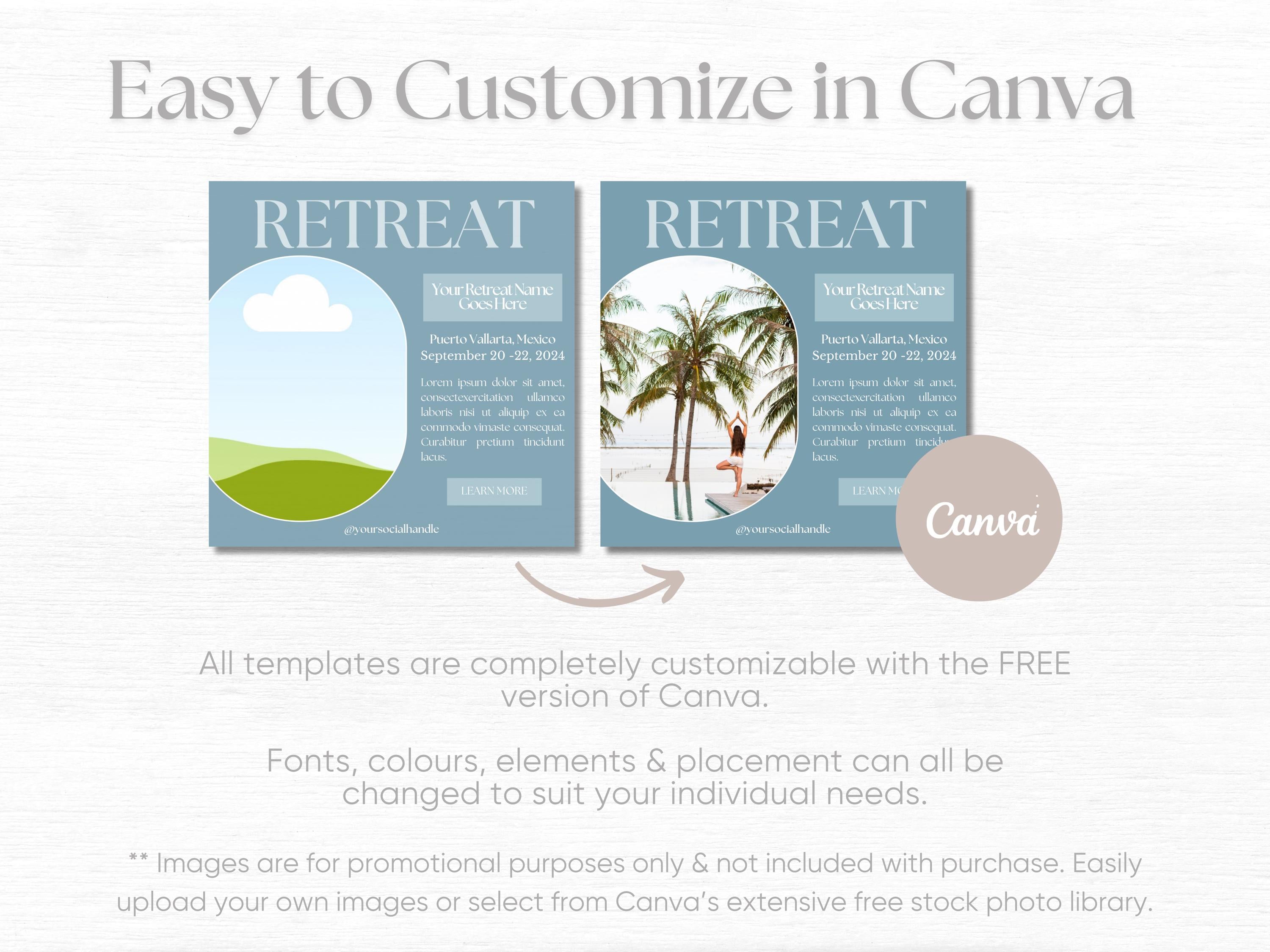 Wellness Retreat Instagram Post Template Yoga Retreat Promotion Women ...
