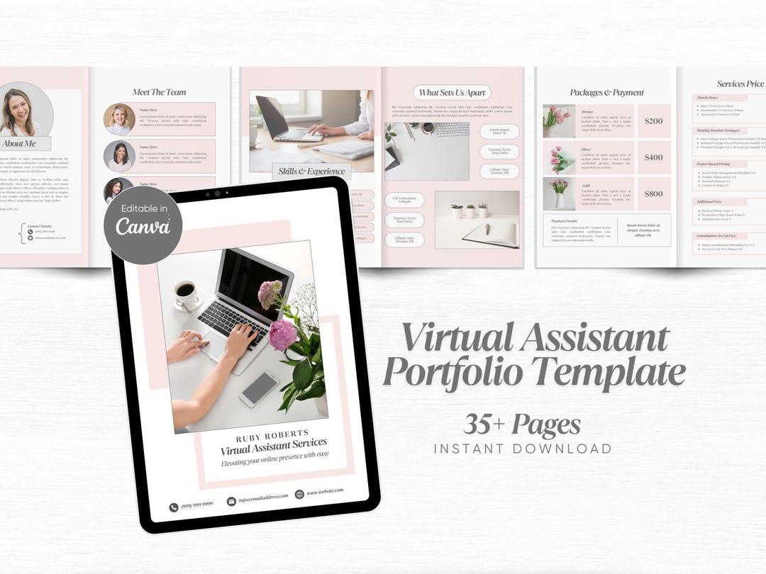 Virtual Assistant Portfolio Virtual Assistant Canva Template Client ...