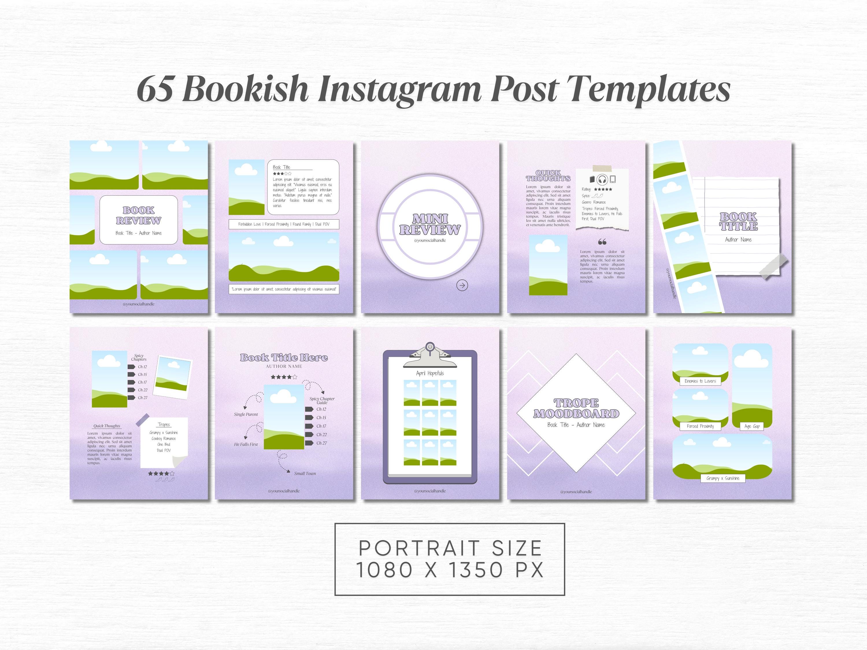 Book Instagram Bookstagram Canva Template Bookish Instagram Book Trope ...