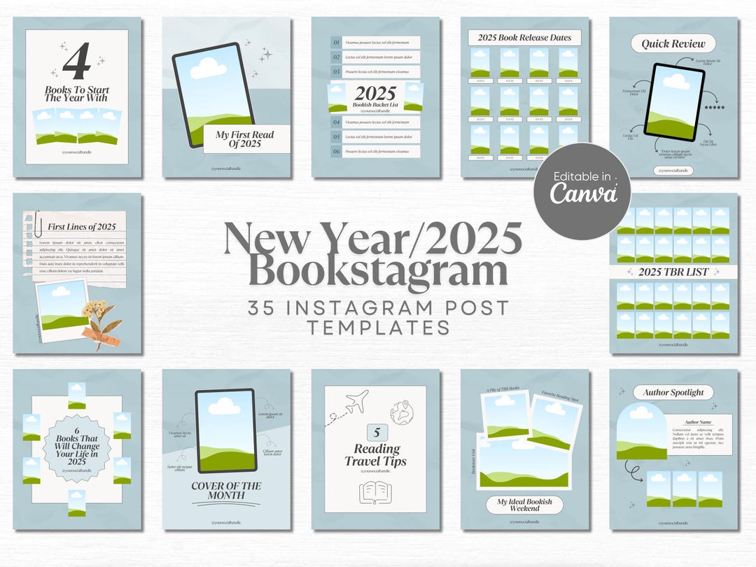 2025 Book Template Bookstagram Canva Bookish Instagram Book Lover ...