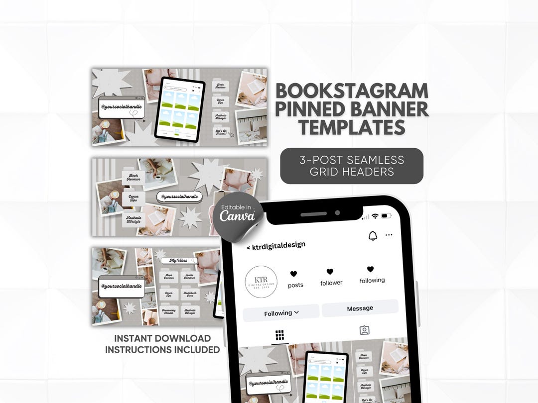 Seamless Instagram Banner Bookstagram Pinned Post Trendy Instagram Grid ...