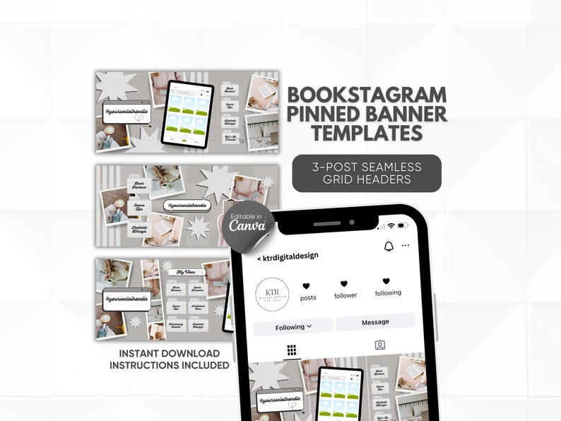Seamless Instagram Banner Bookstagram Pinned Post Trendy Instagram Grid ...