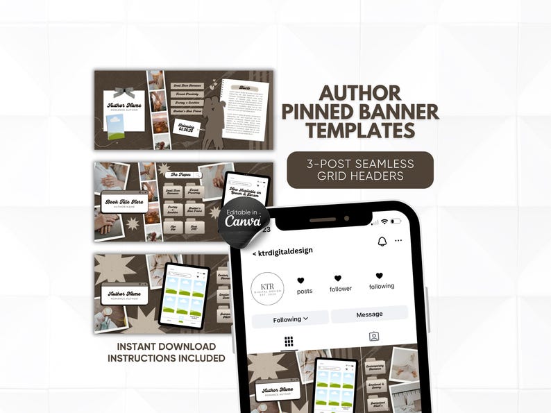 Author Seamless Instagram Banner Template Book Promo Pinned Post IG ...