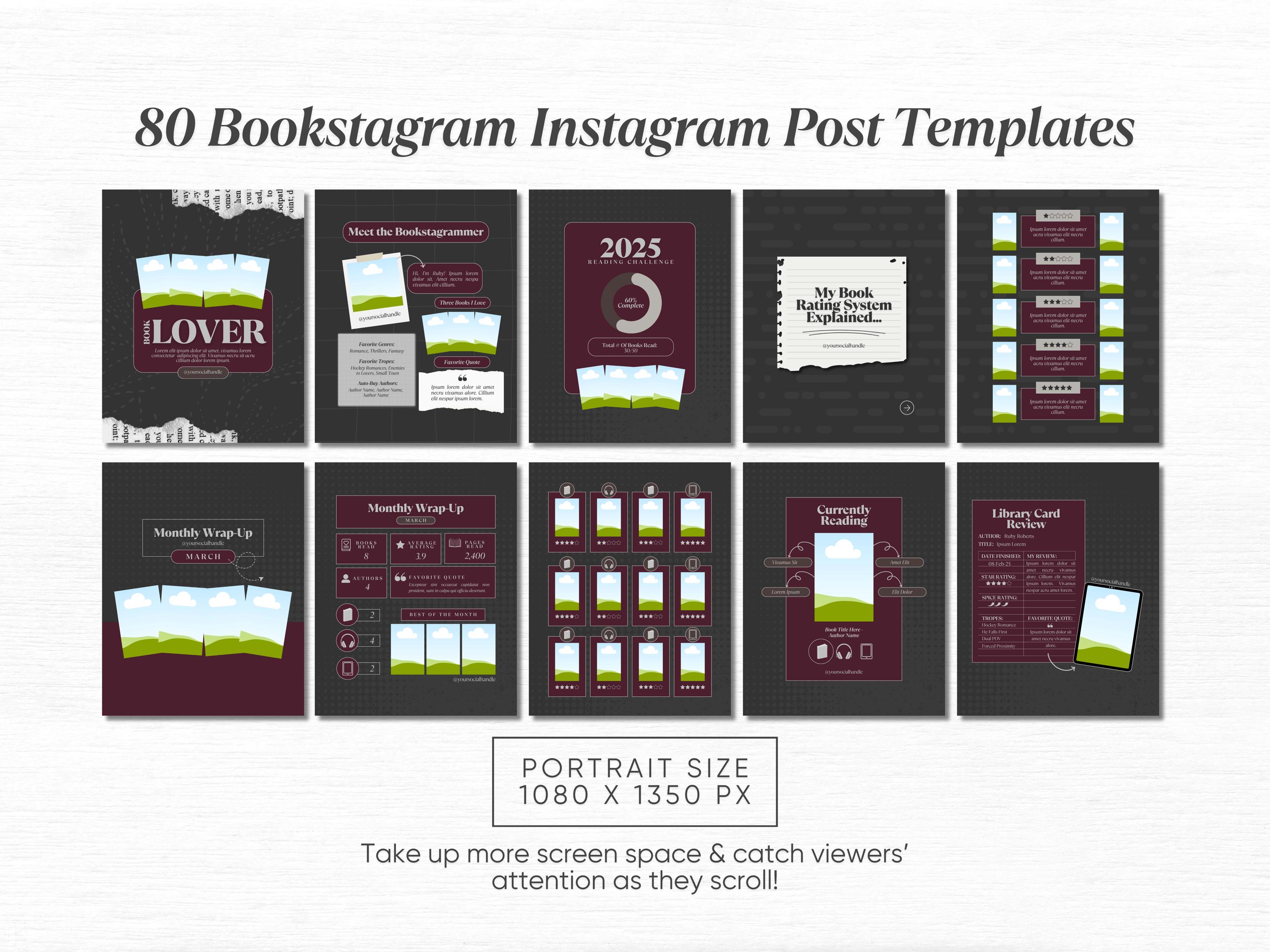Book Instagram Bookstagram Canva Template Bookish Instagram Book Trope ...