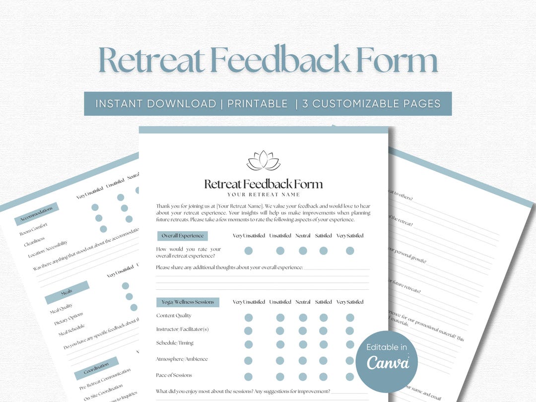 Retreat Feedback Form Template Customizable Survey Form Yoga Retreat ...