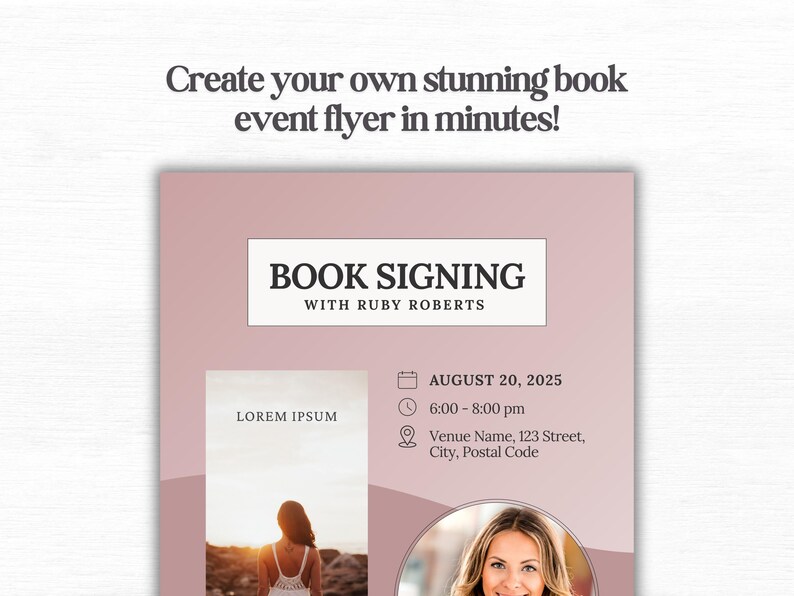 Author Book Signing Flyer Canva Template Indie Authors Book Launch ...